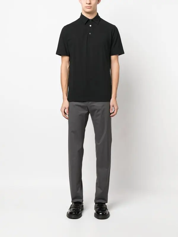 ZANONE Short-sleeve Cotton Polo Shirt - Black