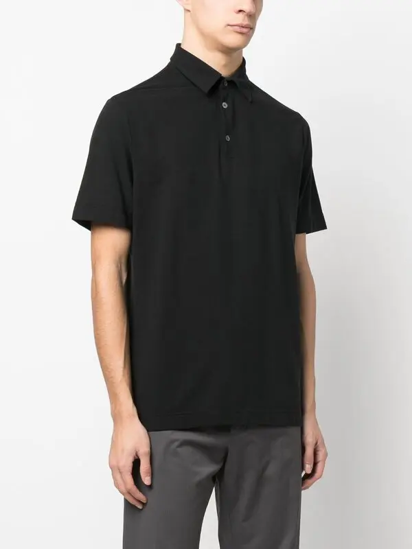 ZANONE Short-sleeve Cotton Polo Shirt - Black