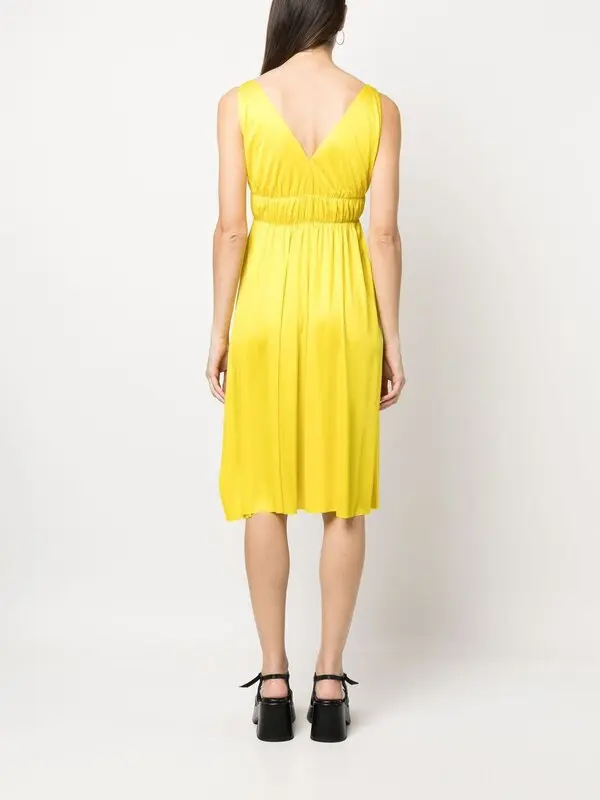 P.a.r.o.s.h Smocked-detail V-neck Dress - Yellow
