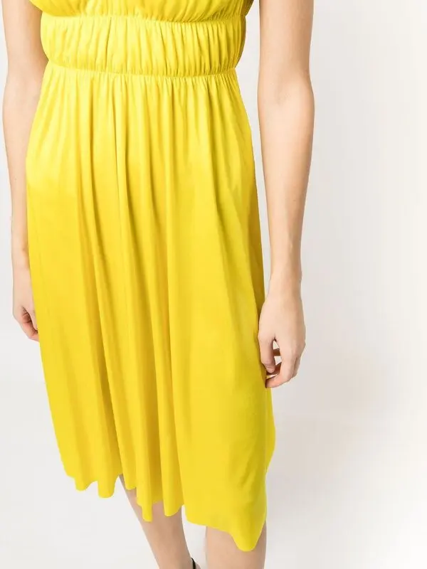 P.a.r.o.s.h Smocked-detail V-neck Dress - Yellow