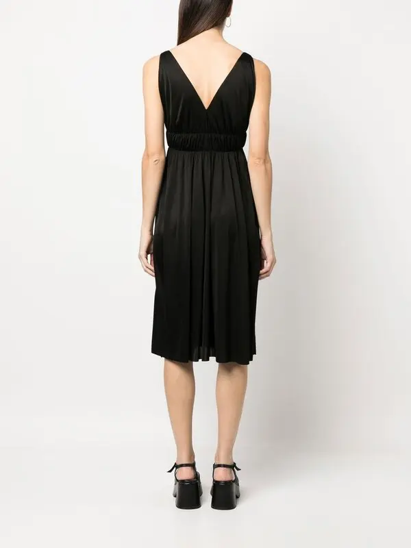 P.a.r.o.s.h Smocked-waist V-neck Dress - Black