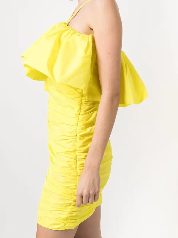 MSGM Ruched Ruffle-trim Mini Dress