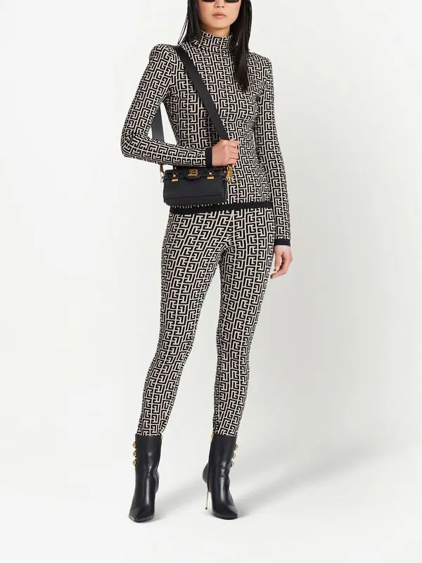 Balmain Monogram-print High-waisted Leggings