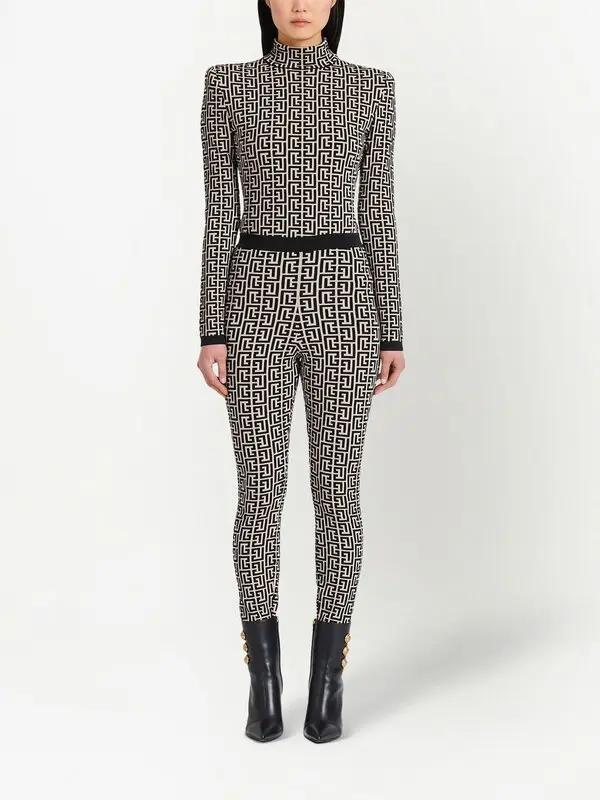 Balmain Monogram-print High-waisted Leggings
