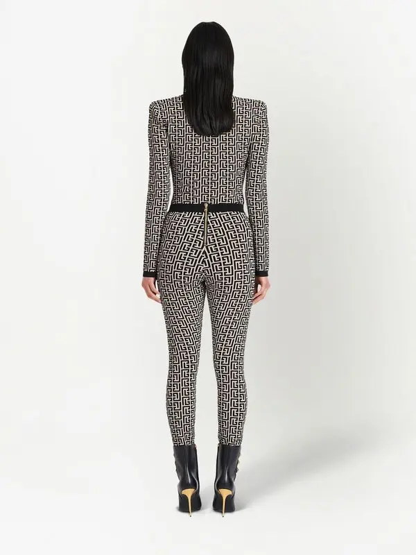 Balmain Monogram-print High-waisted Leggings