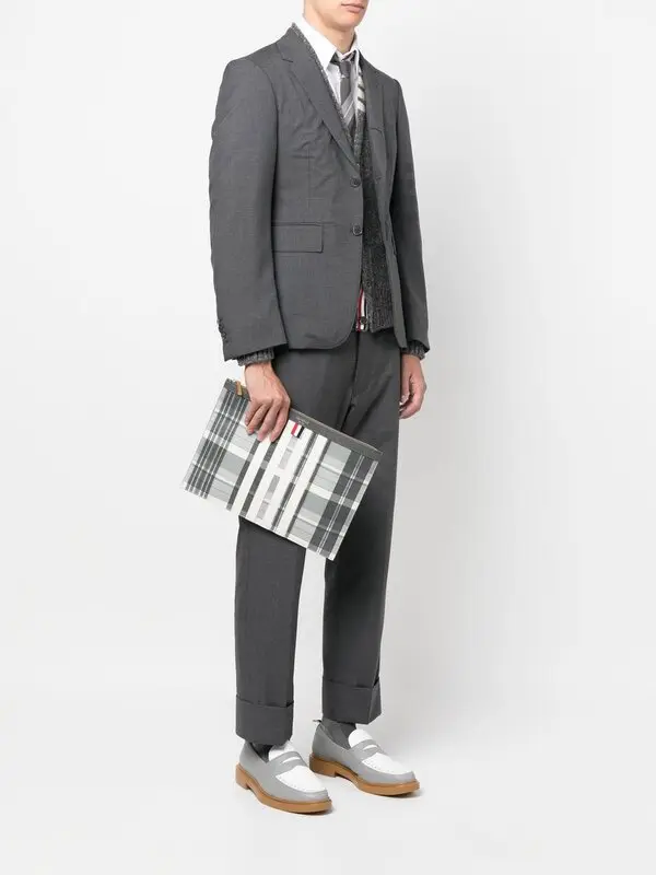 Thom Browne Grosgrain-loop Trim Clutch - Grey
