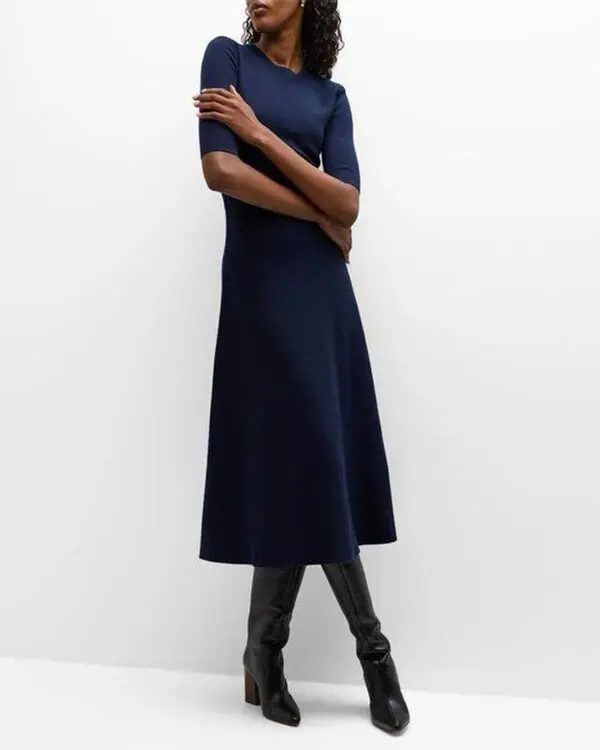 Gabriela Hearst Seymore Cashmere-blend Midi Dress - Dark Navy