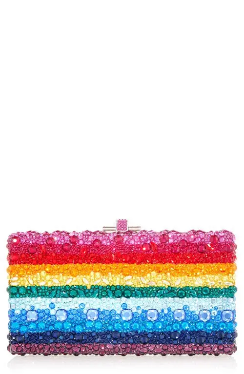 Judith Leiber Rainbow Stripe Crystal Box Clutch
