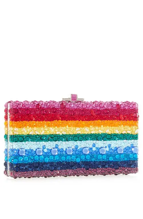 Judith Leiber Rainbow Stripe Crystal Box Clutch
