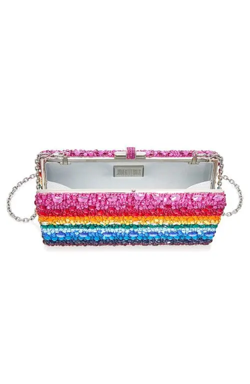 Judith Leiber Rainbow Stripe Crystal Box Clutch