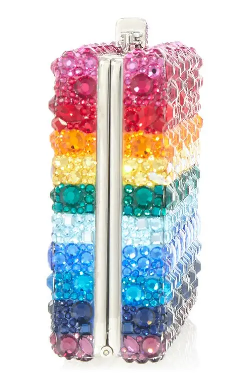 Judith Leiber Rainbow Stripe Crystal Box Clutch