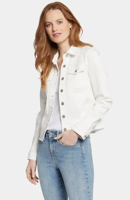 NYDJ Fray Hem Denim Trucker Jacket - Optic White