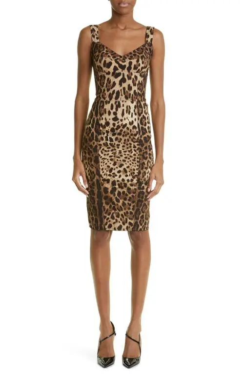 Dolce & Gabbana Leopard Print Bustier Dress
