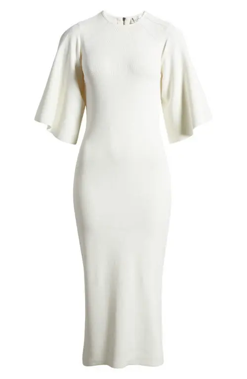 Ted Baker London Lounia Fluted Sleeve Body-Con Sweater Dress In White - 55%  Off | Editorialist