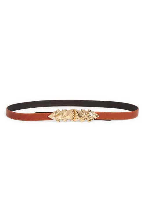 RAINA BELTS Three Shells Leather Belt - Cognac