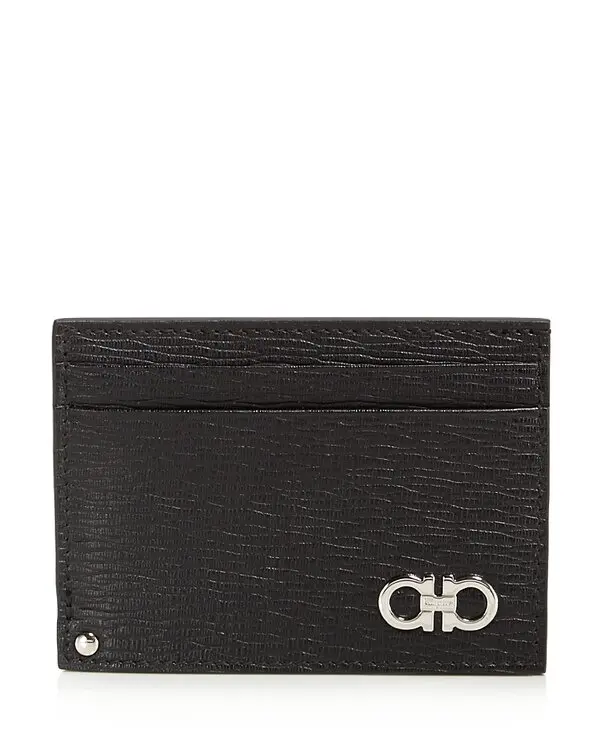 FERRAGAMO Salvatore Gancini Revival Leather Id Window Card Case - Black