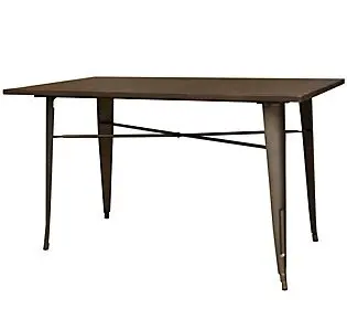 AMERIHOME Metal Dining Table With Wood Top Gu Nmetal Silver - One-color