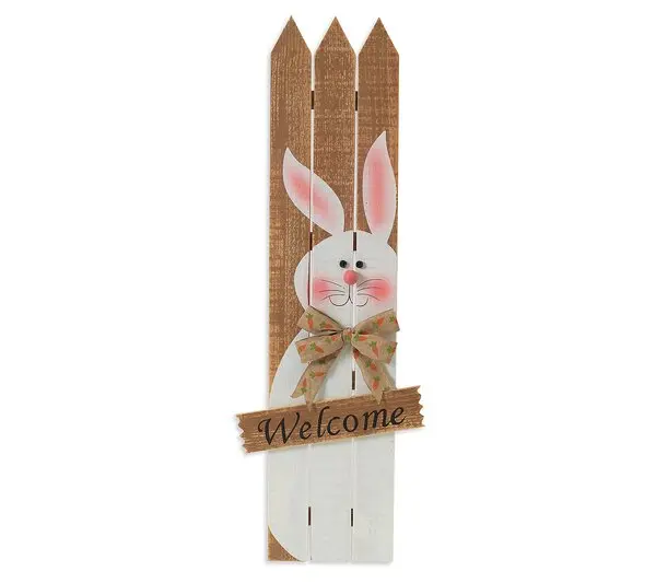 GERSON INTERNATIONAL 35.8'h Wood Easter Bunny Welcome Sign Wall Sign Gerson Co - One-color
