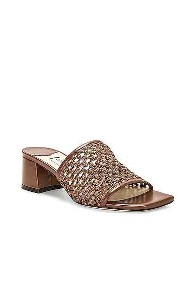 JIMMY CHOO Themis 45 Raffia Mule In Brown