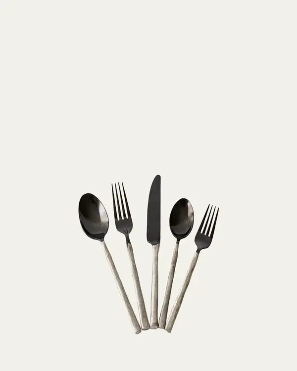 DANIEL VAN DIJCK 5-piece Flatware Set With Textured Handles - Black