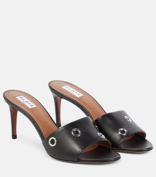 Alaïa Oeillets Embellished Leather Sandals - Black