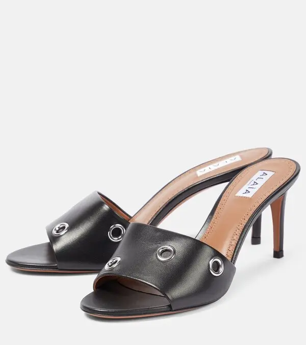 Alaïa Oeillets Embellished Leather Sandals - Black