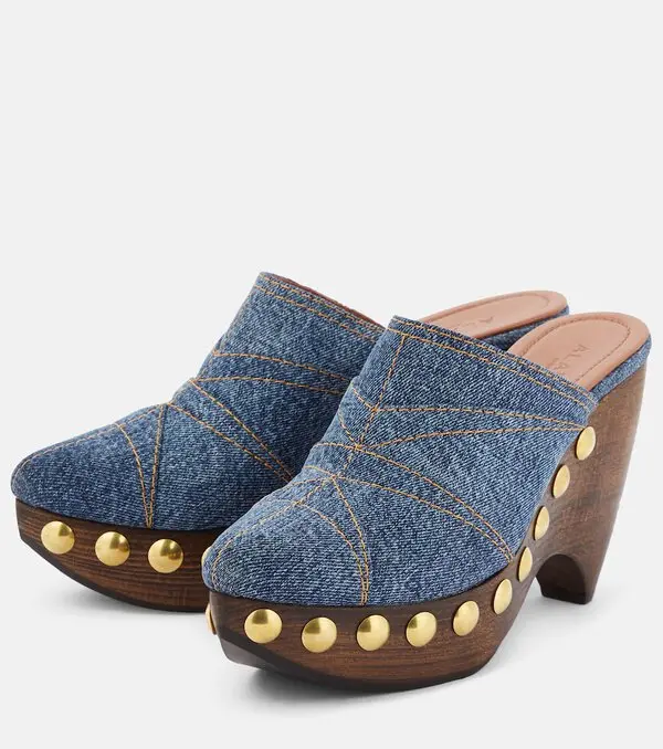 Alaïa Le Sabot Denim Mules - Blue
