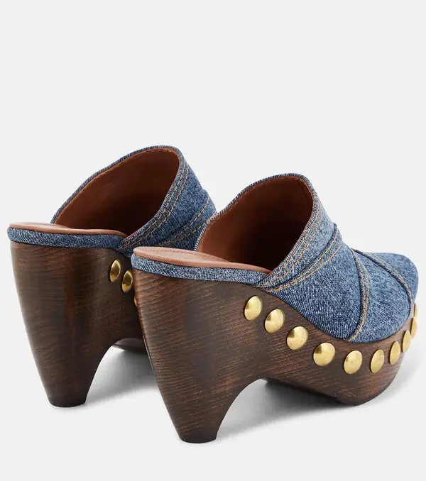 Alaïa Le Sabot Denim Mules - Blue