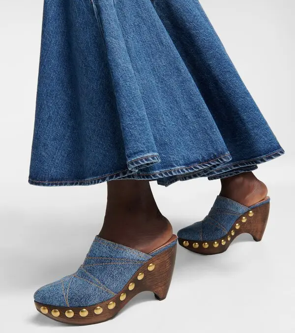 Alaïa Le Sabot Denim Mules - Blue