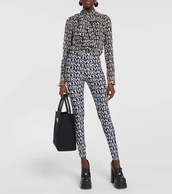 Versace Logo-print Leggings - Black