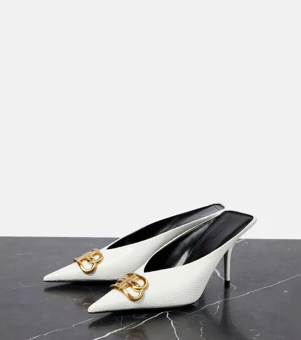 Balenciaga Square Knife Bb Mules In White - 40% Off | Editorialist