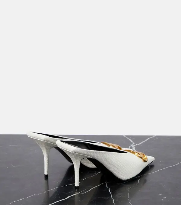 Balenciaga Square Knife Bb Mules In White - 40% Off | Editorialist