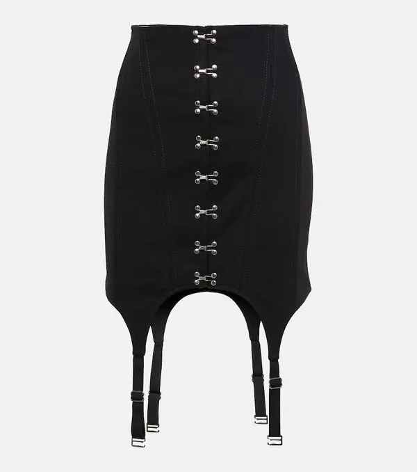 DION LEE High-rise Cotton Mini Skirt - Black