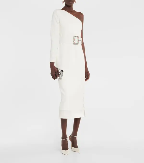 Safiyaa Asymmetrical Crêpe Midi Dress