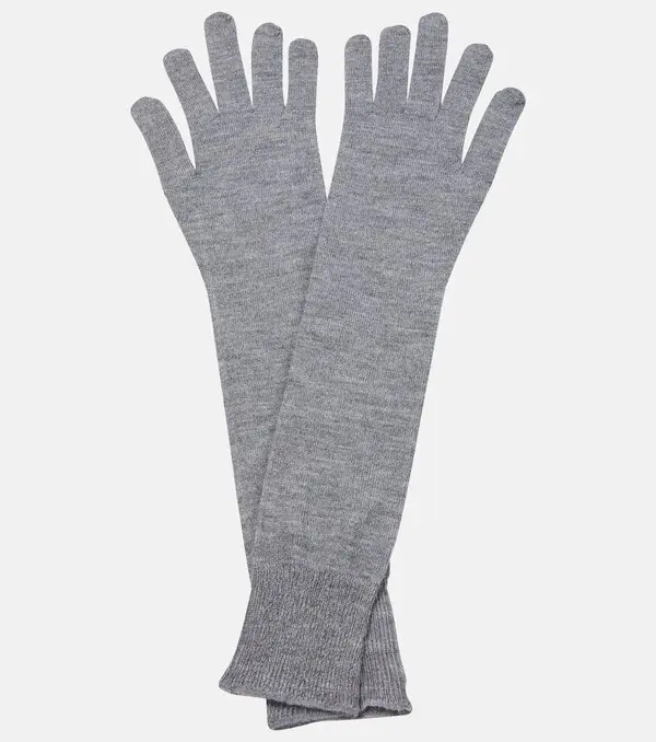 Alaïa Cashmere And Silk Gloves - Grey
