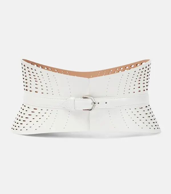 Alaïa Neo Leather Corset Belt - White