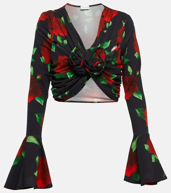 Magda Butrym Floral Ruched Crop Top - Multicoloured