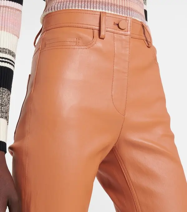 JOSEPH High-rise Leather Pants - Brown