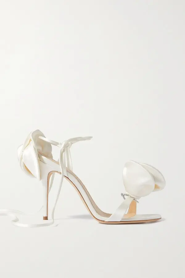 Magda Butrym Appliquéd Satin Sandals - Ivory
