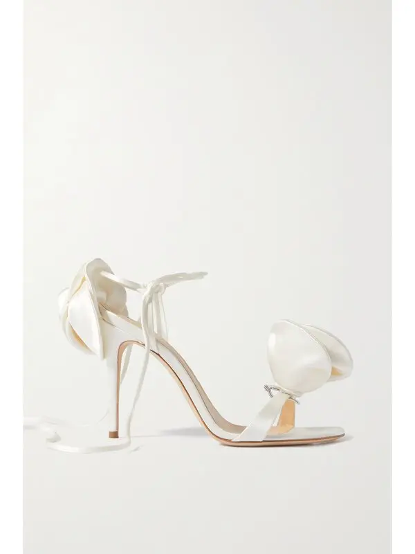 Magda Butrym Appliquéd Satin Sandals - Neutrals