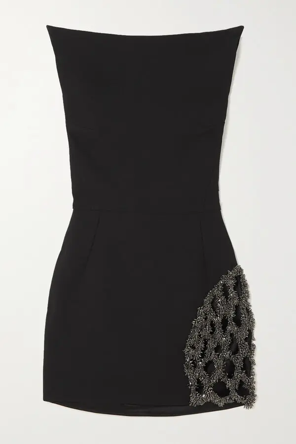 Maticevski Embellished Stretch-crepe Mini Dress - Black