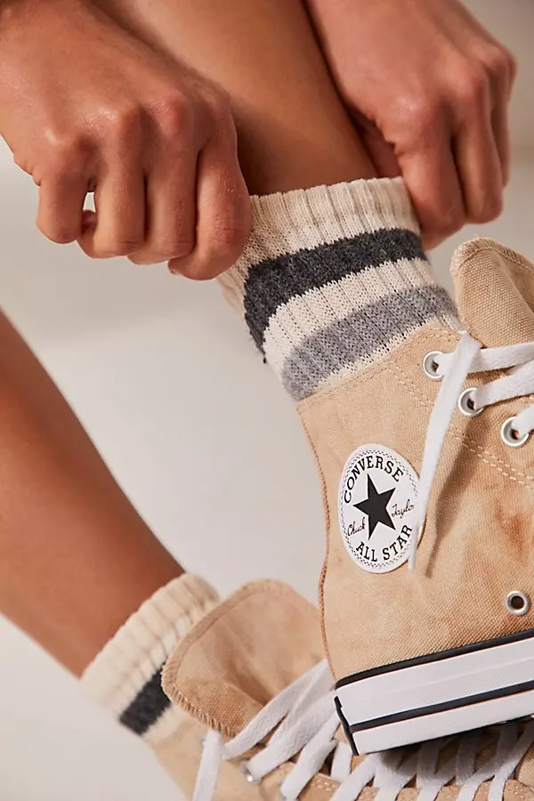 AMERICAN TRENCH Retro Shortie Crew Socks - Light/dark Heather Grey