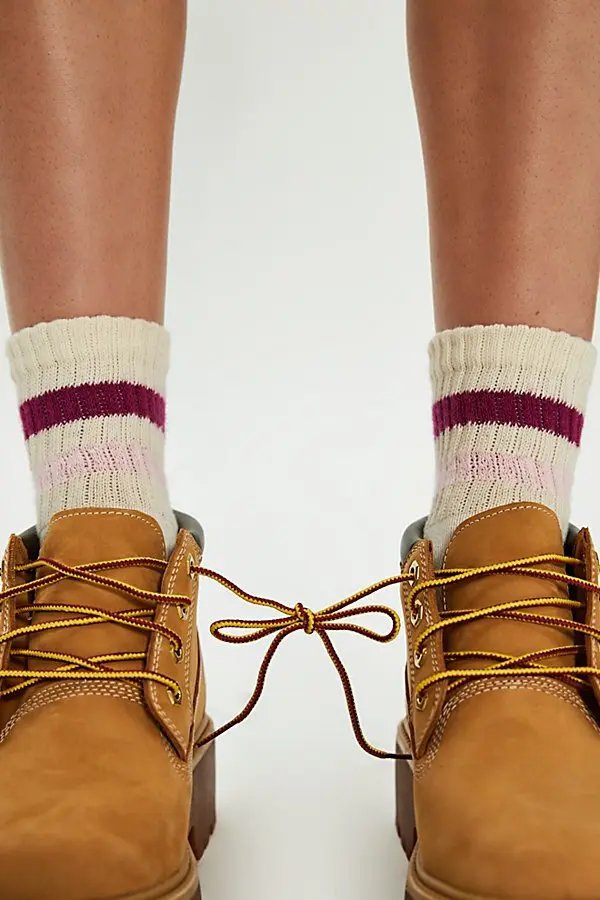 AMERICAN TRENCH Retro Shortie Crew Socks - Pink Combo