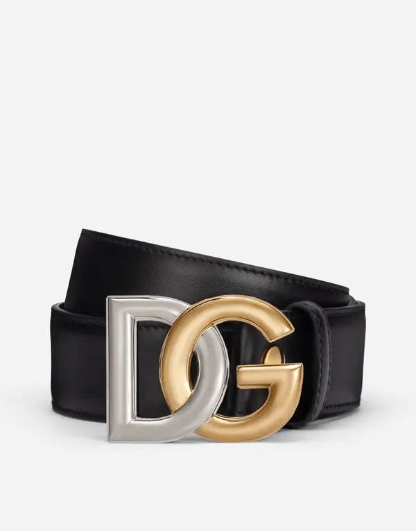 Dolce & Gabbana Calfskin Belt With Logo - Black