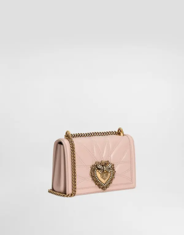 Dolce & Gabbana Medium Devotion Bag In Quilted Nappa Leather - Pale Pink