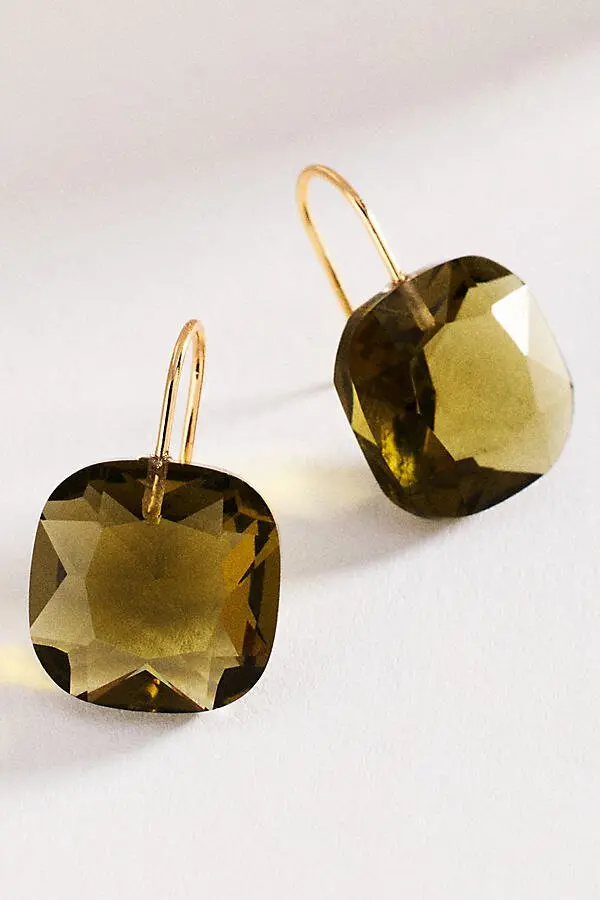 Anthropologie Floating Crystal Earrings - Green Pattern