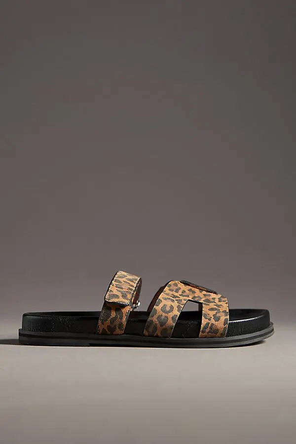 BIBI LOU Cutout Slide Sandals - Leopard Suede