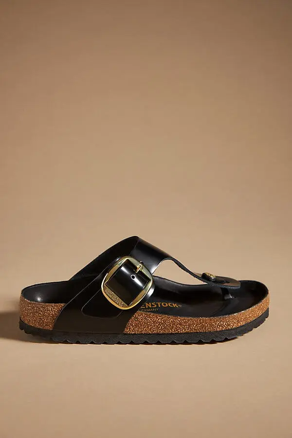 BIRKENSTOCK Gizeh Big Buckle High Shine Sandals - High Shine Black