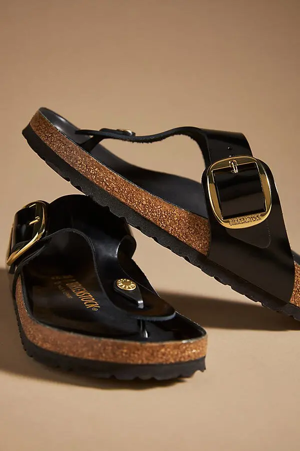 BIRKENSTOCK Gizeh Big Buckle High Shine Sandals - High Shine Black