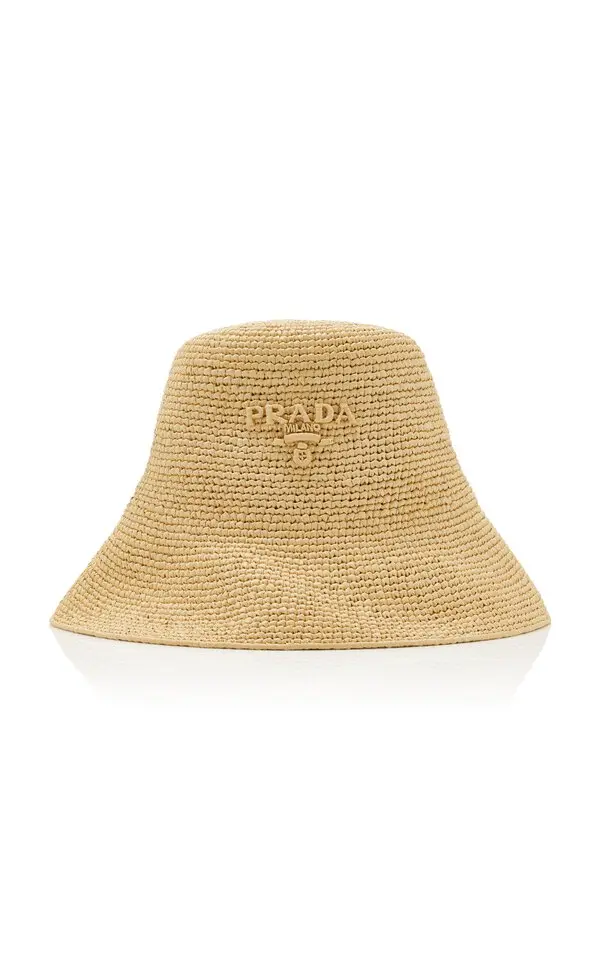 Prada Raffia Bucket Hat - Neutral